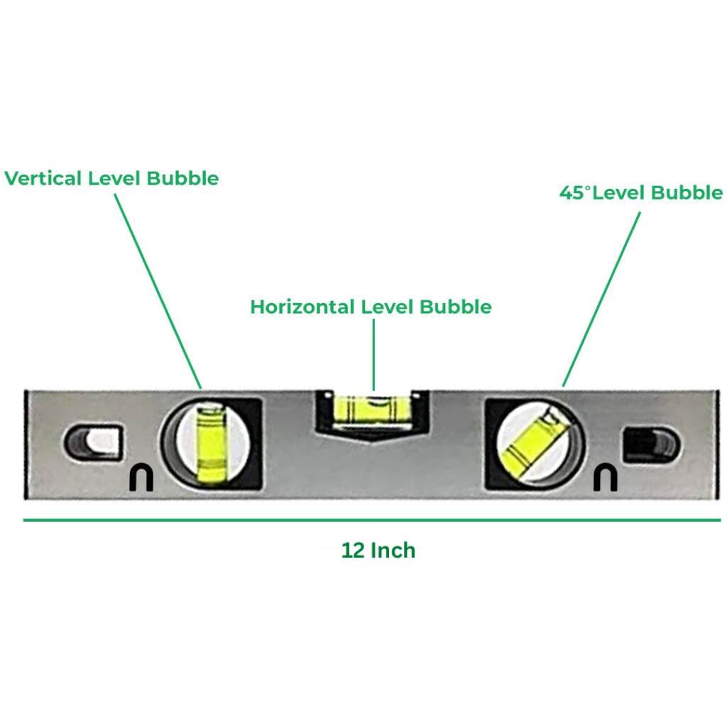 Aluminum Spirit Level (12 Inch) | Precise Measurement Tool | Implemental