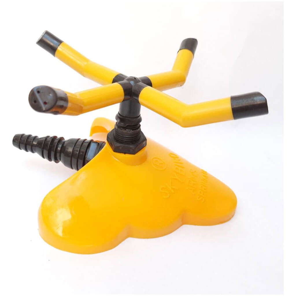 Plastic Garden Water Sprinkler – 1" Hose | Yellow Sprinkler | Implemental