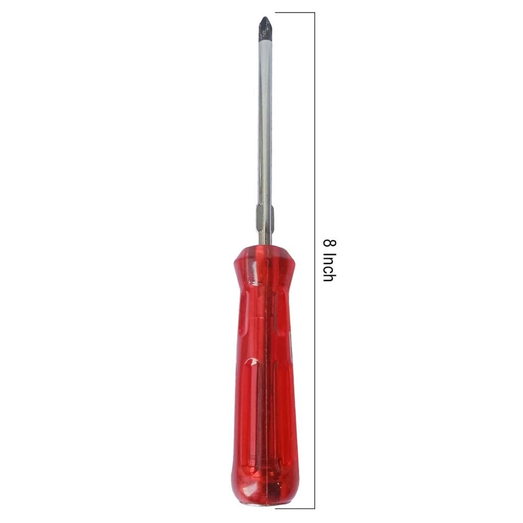 2 in 1 Screwdriver For Multipurpose Use, 8 INCH Red Handle (Pack of 1 ...
