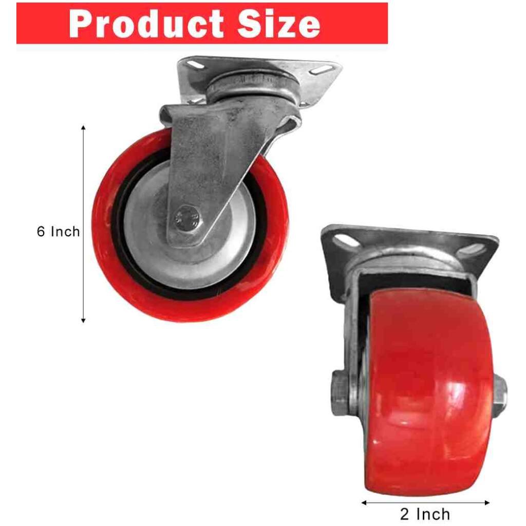 PU Plate Type Trolley Wheel Without Brake 6 x 2 Inch | Implemental