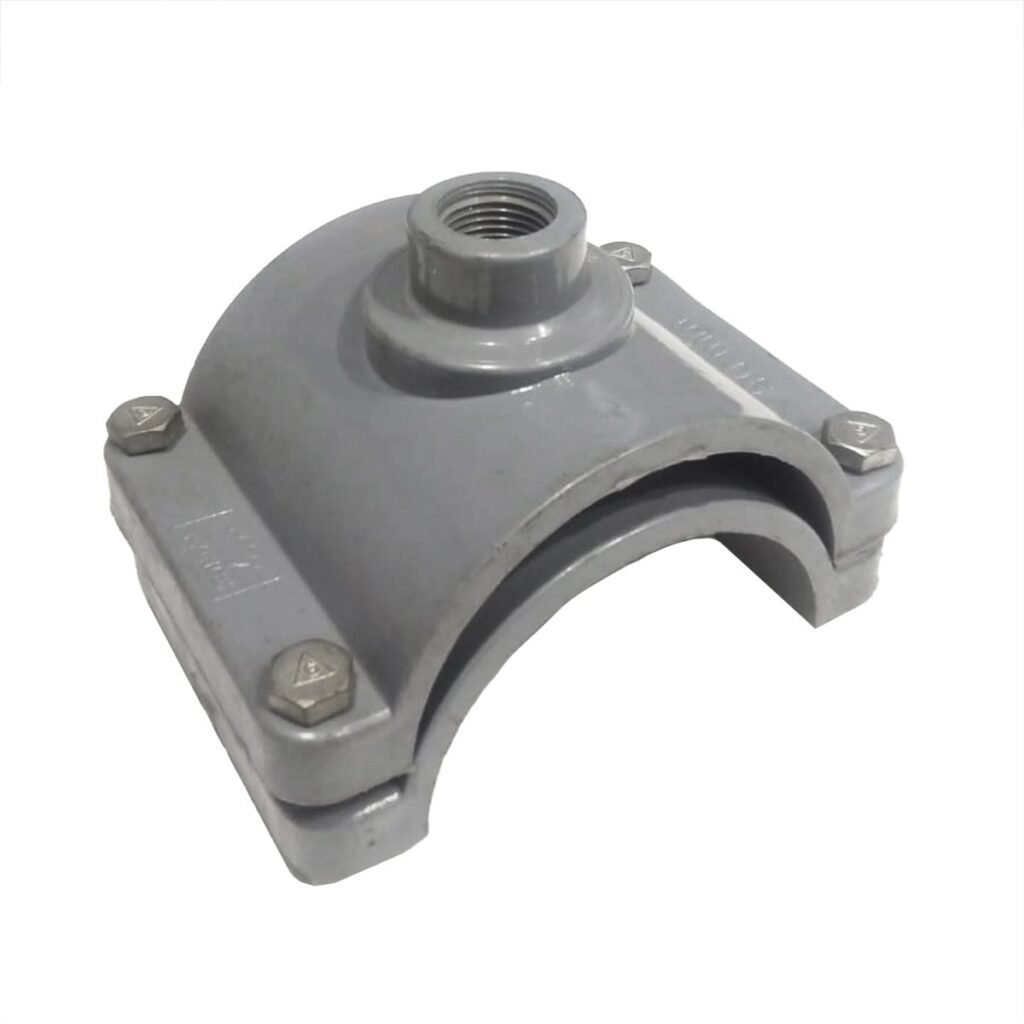 Pipe Saddle Clamp Fitting – 90mm with 15mm Thread | Implemental